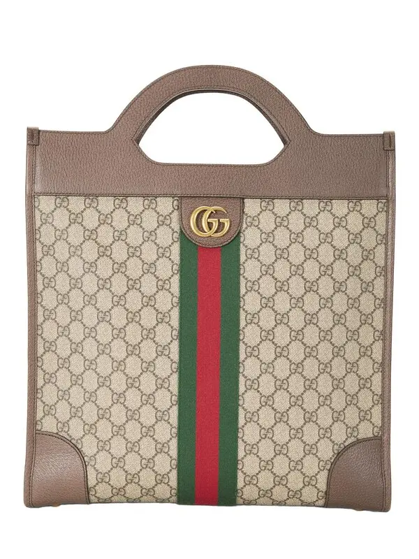 Gucci Gg Supreme Ophidia Vertical Tote - Brown