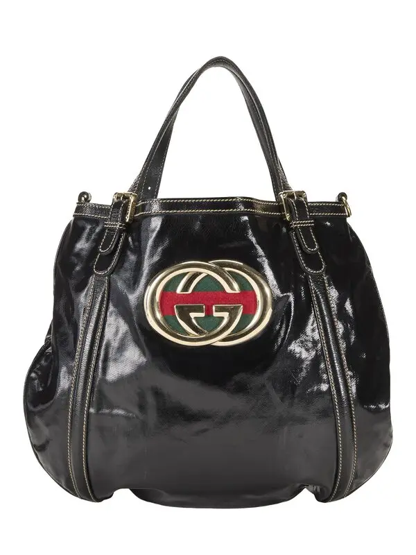 Gucci Patent Leather Britt Hobo - Black