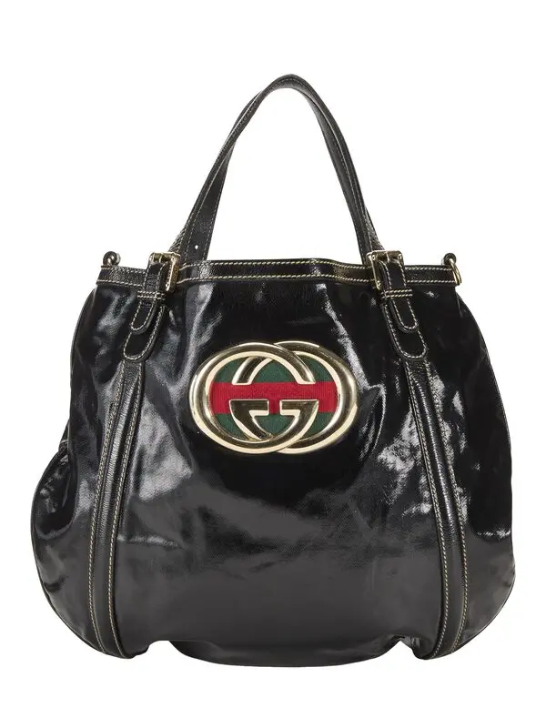 Gucci Patent Leather Britt Hobo - Black