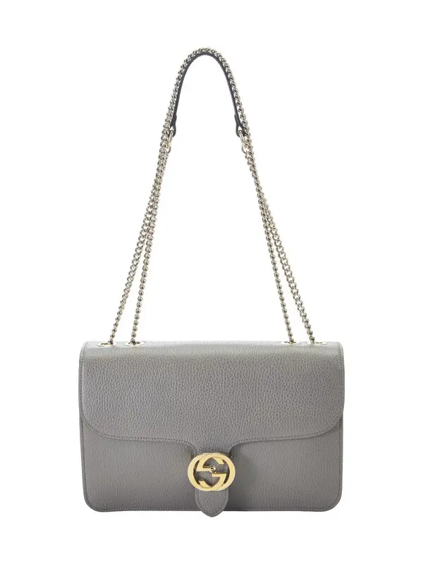 Gucci Leather Interlocking Crossbody - Grey