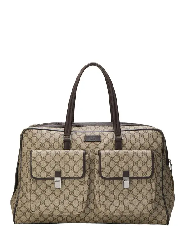Gucci Gg Supreme Canvas Travel Bag - Brown