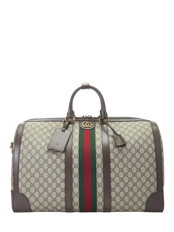Gucci Gg Supreme Web Boston Bag - Brown