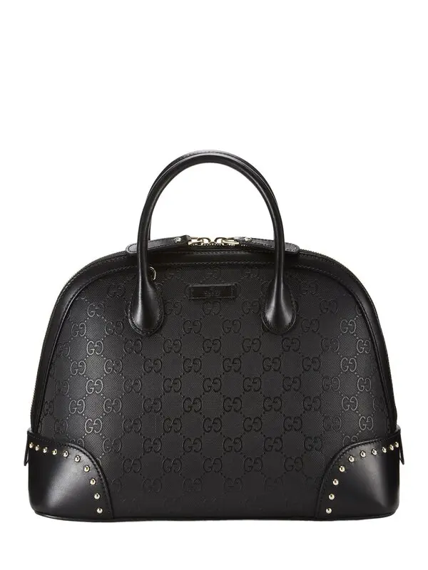Gucci Embossed Top Handle Convertible Handbag - Black