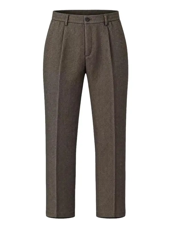 CRUNA Mitte Herringbone-pattern Pleated Trousers - Brown