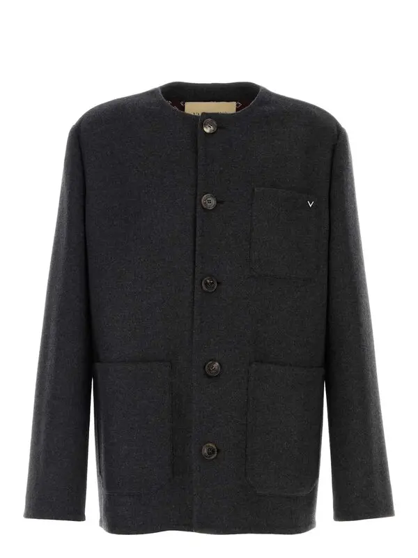 Valentino Garavani Graphite Wool Coat - Multicolor