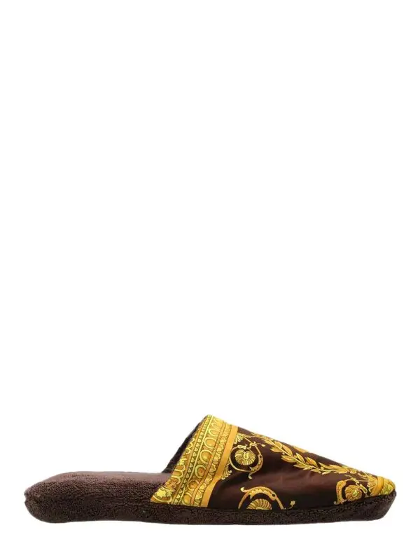 Versace Barocco-print Terry Slippers - Brown