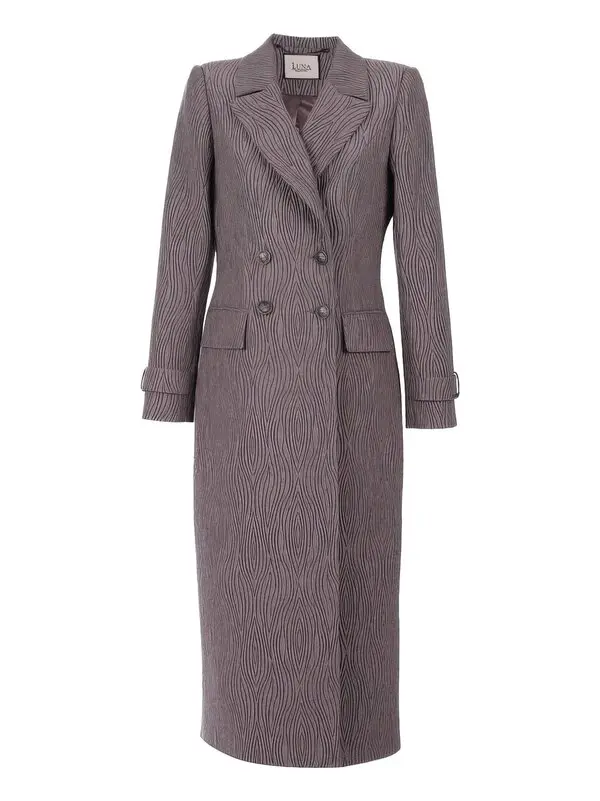 LUNA FASHION HOUSE Neutrals Long Textured Coat, Isidora - Brown
