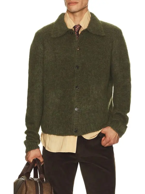 Dries Van Noten Mora Cardigan In Green - Forest