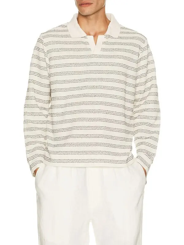 PERCIVAL Laurent Long Sleeve Regular Polo In Cream - Ecru