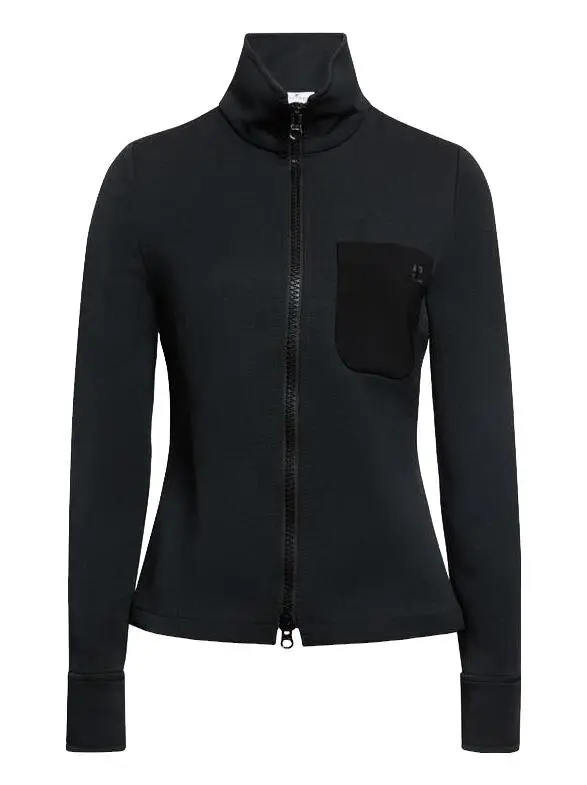 COURREGES Long Sleeve Twill Zip Top - Black