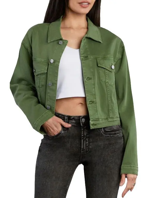 HINT OF BLU Crop Denim Jacket - Basil
