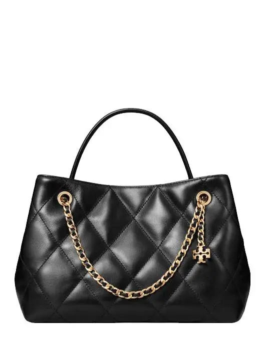 Tory Burch Fleming Small Leather Carryall - Black