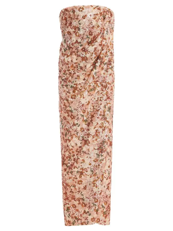 Prabal Gurung 3d-sequin Hand-draped Knotted-bustier Dress - Orange
