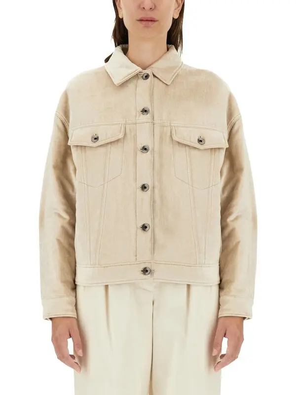 Brunello Cucinelli Regular Fit Padded Cotton-viscose Jacket - Beige