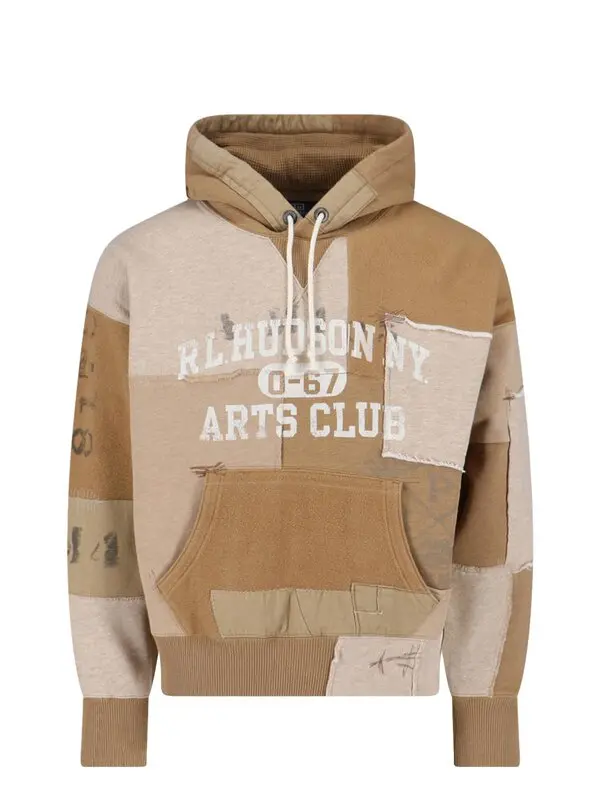 Polo Ralph Lauren Patchwork Graphic Hooded Sweatshirt - Brown