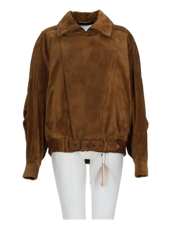 Saint Laurent Oversize Calfskin Leather Jacket - Brown
