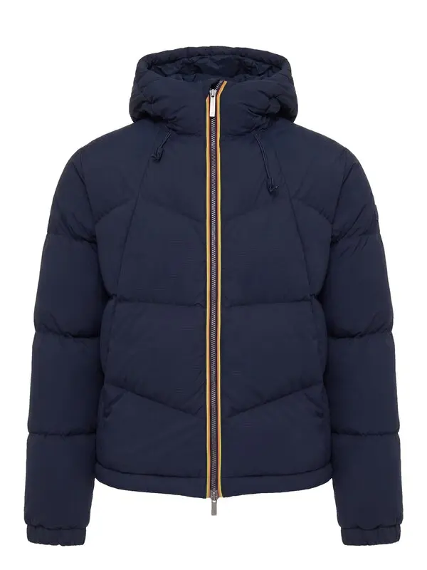 K-WAY Hooded Quilted Puffer Jacket - Blue Depth
