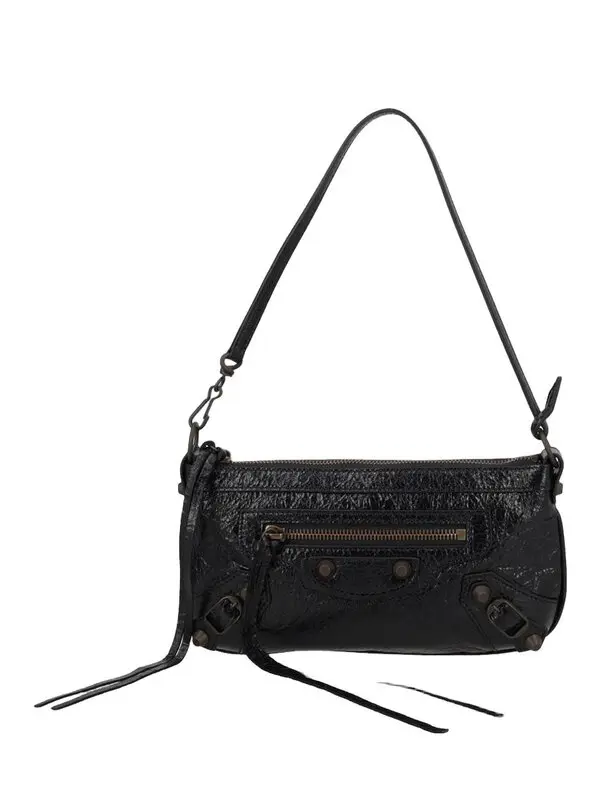 Balenciaga Mini Le City Leather Crossbody Pouch, 14 Cm X 25 Cm X 4 Cm - Black