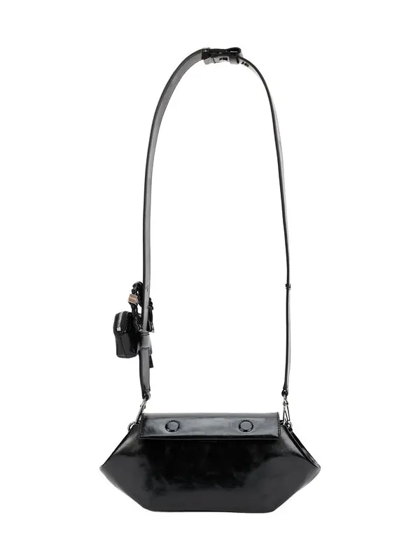GANNI Mini Hexagonal Flap Shoulder Handbag - Black