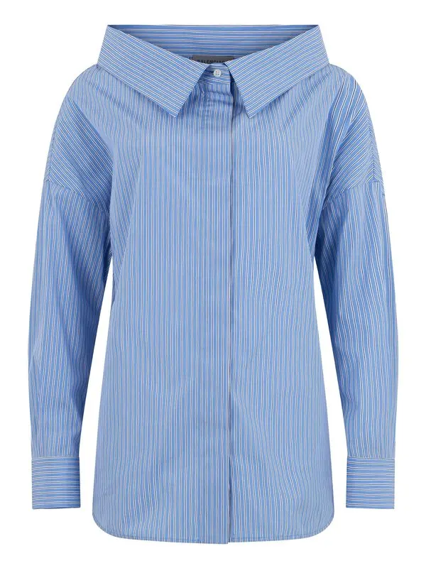 Balenciaga Long-sleeve Shirt With Wide Collar - Light Blue