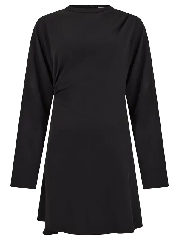 GANNI Draped Mini Short Sleeve Dress - Black