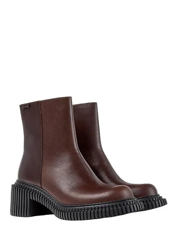 Camper Pix London Leather Zip Up Boot - Brown