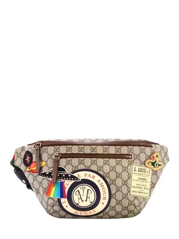 Gucci Courrier Zip Gg Coated Canvas With Applique Belt Bag - Brown