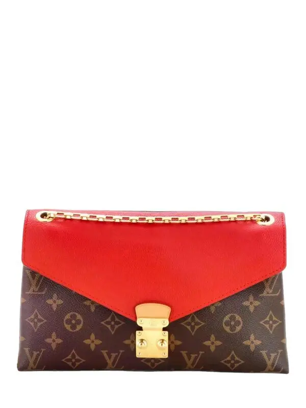 LOUIS VUITTON Pallas Chain Monogram Canvas And Calfskin Shoulder Bag - Red