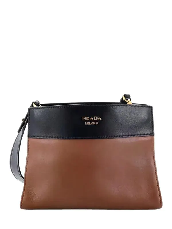 Prada Bibliotheque City Calfskin Small Shoulder Bag - Brown