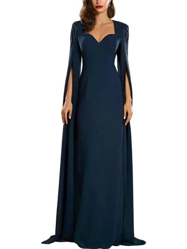 CRISTALLINI Carol Cape-sleeve Maxi Dress - Blue