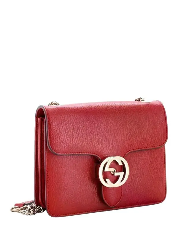 Gucci Interlocking Leather Small Shoulder Bag - Red