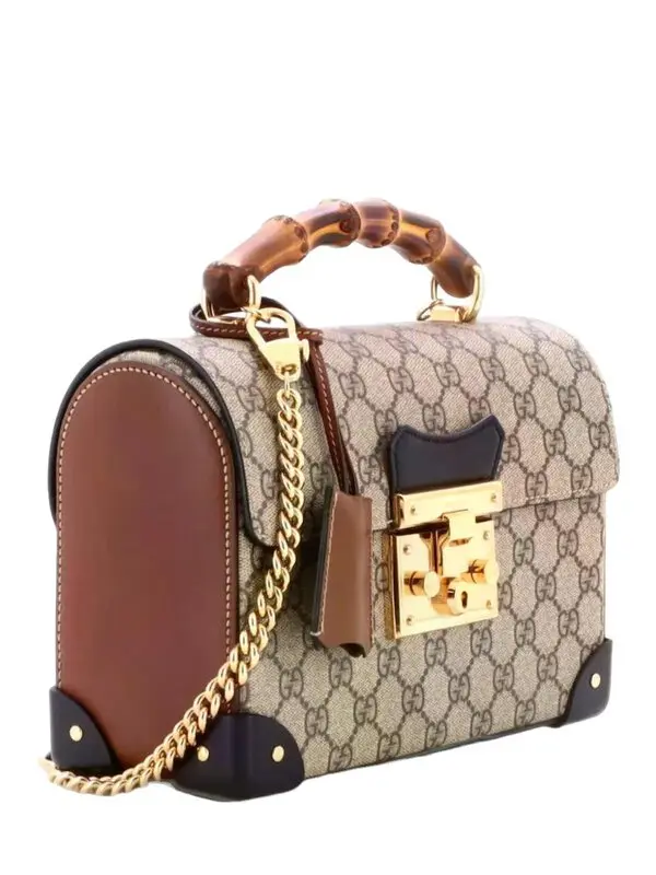 Gucci Padlock Bamboo Gg Coated Canvas Small Shoulder Bag - Brown