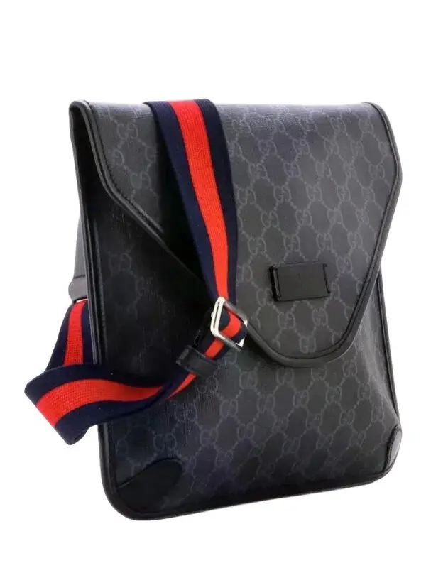 Gucci Envelope Web Messenger Gg Coated Canvas Medium Crossbody Bag - Black