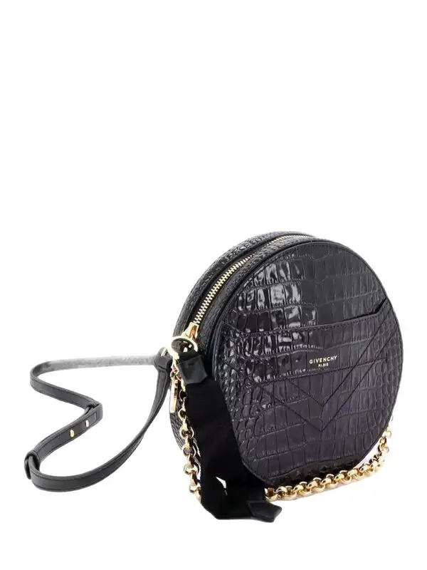 Givenchy Eden Round Crocodile Embossed Leather Crossbody Bag - Black