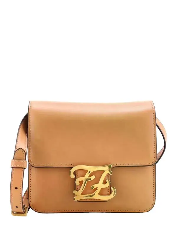 Fendi Karligraphy Leather Crossbody Bag - Brown