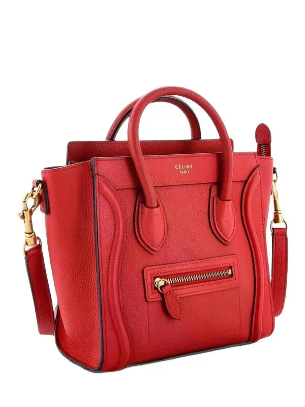 Celine Luggage Bag Grainy Leather Nano Crossbody Bag - Red