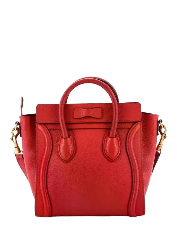 Celine Luggage Bag Grainy Leather Nano Crossbody Bag - Red