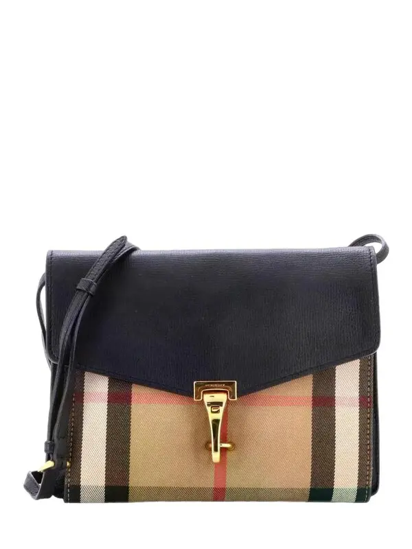 Burberry Macken Crossbody Bag Leather And House Check Canvas Baby Shoulder Bag - Multicolour