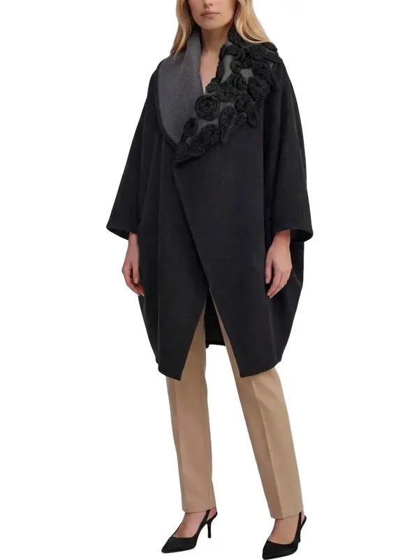 Dolce & Gabbana Floral-appliqué Shawl-lapel Coat - Black