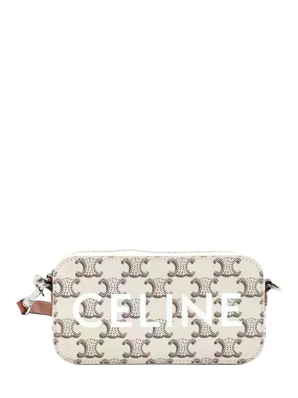 Celine Horizontal Pouch Crossbody Bag Logo Triomphe Coated Canvas Shoulder Bag - Neutrals