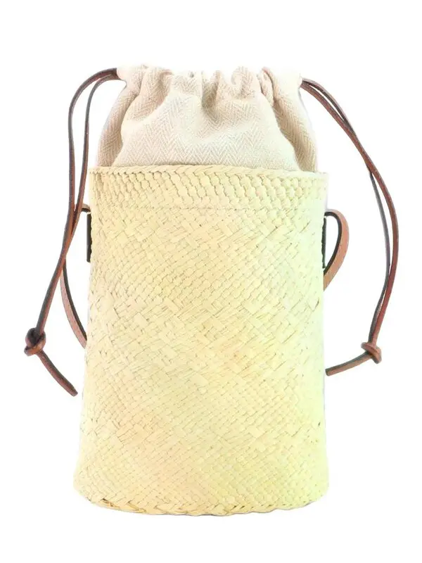 Loewe Paula's Ibiza Anagram Bucket Bag Woven Raffia With Leather Crossbody Bag - Neutrals