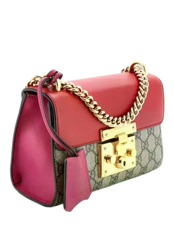 Gucci Padlock Shoulder Bag Gg Coated Canvas And Leather Small Crossbody Bag - Red