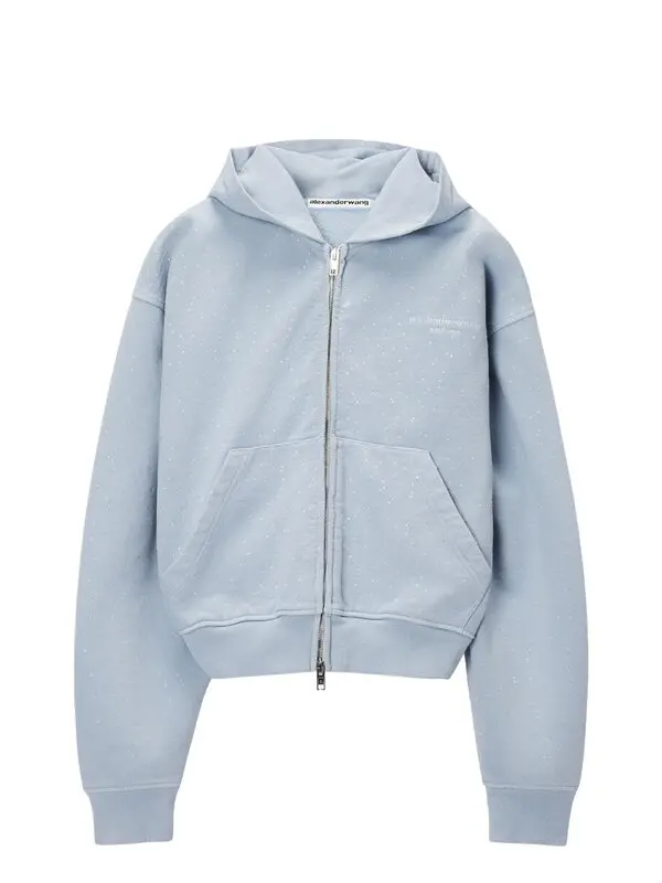 Alexander Wang Embellished Zip-up Hoodie - Washed Blue