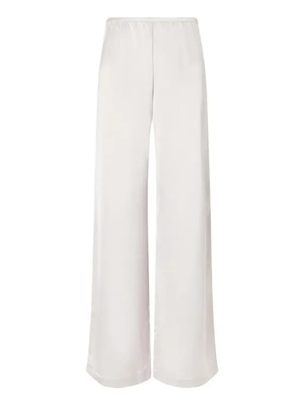 LESET Barb Satin Wide-leg Pants - Silver