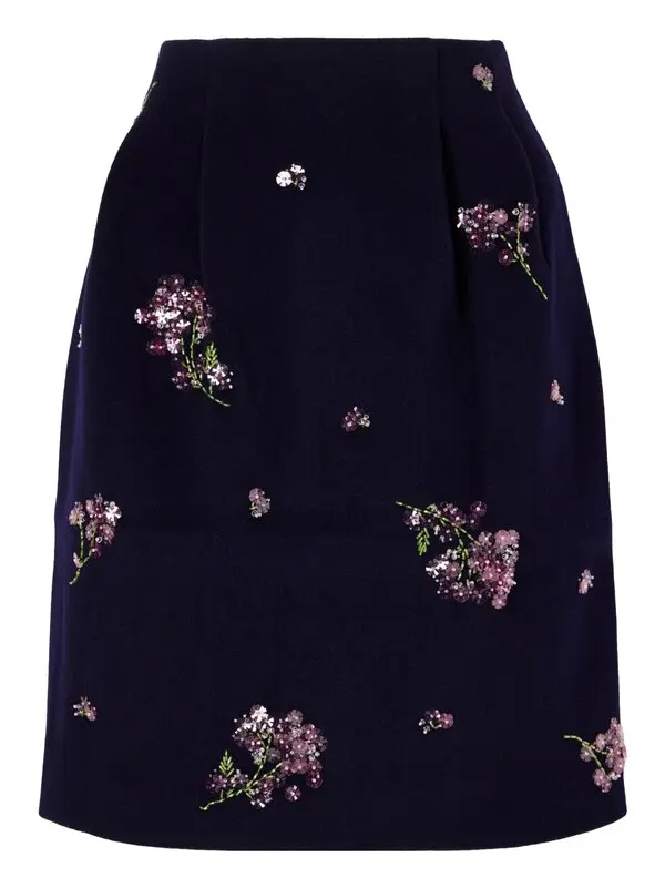 SHUSHU/TONG Embellished Wool Midi Skirt - No