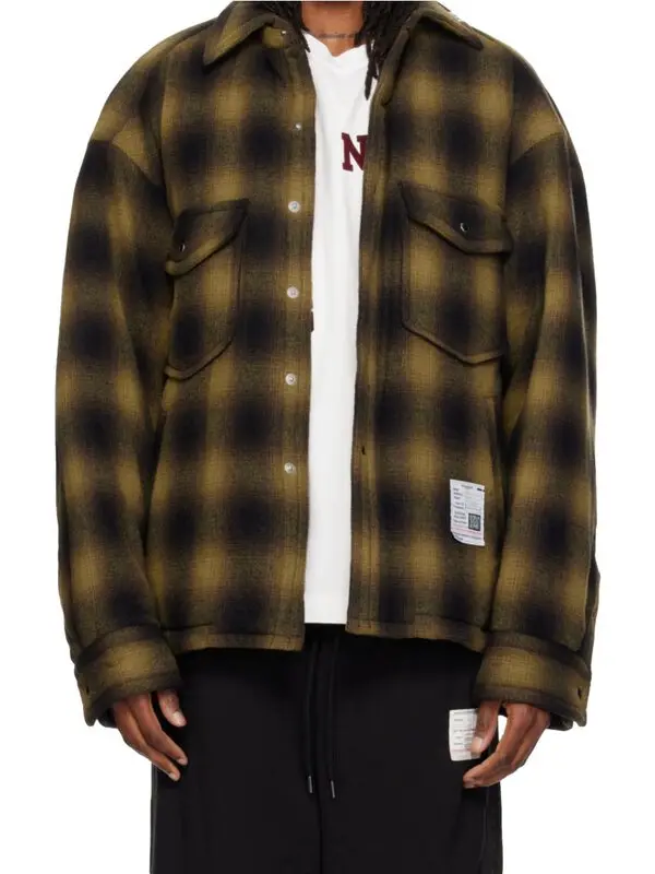 Mihara Yasuhiro Long-sleeved Plaid Padded Jacket - Khaki