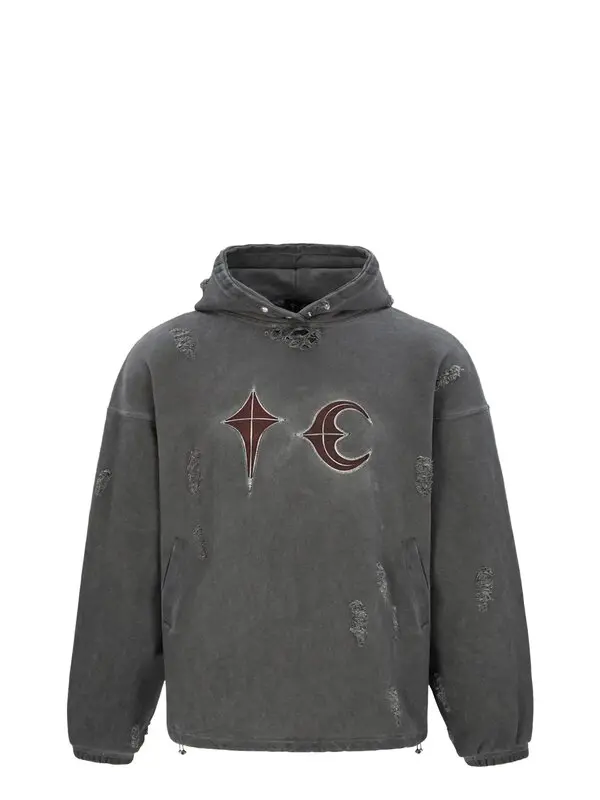 THUG CLUB Rock Distressed-details Hoodie - Grey