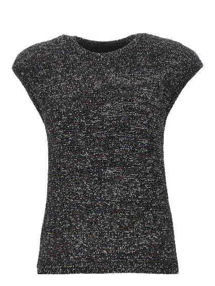 Emporio Armani Sequin-embellished Round Neck Top - Black