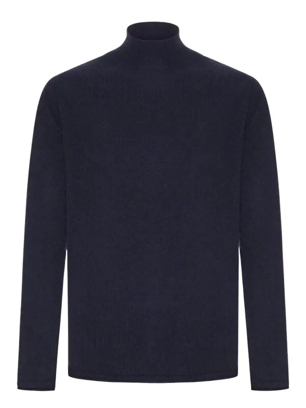 ROBERTO COLLINA Mock-neck Knitted Jumper - Navy