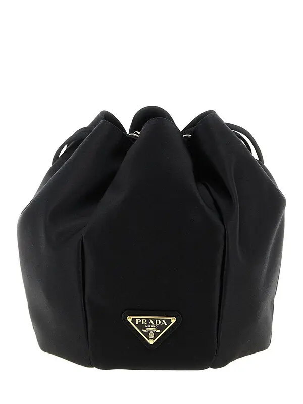 Prada Satin Mini Bucket Bag - Black